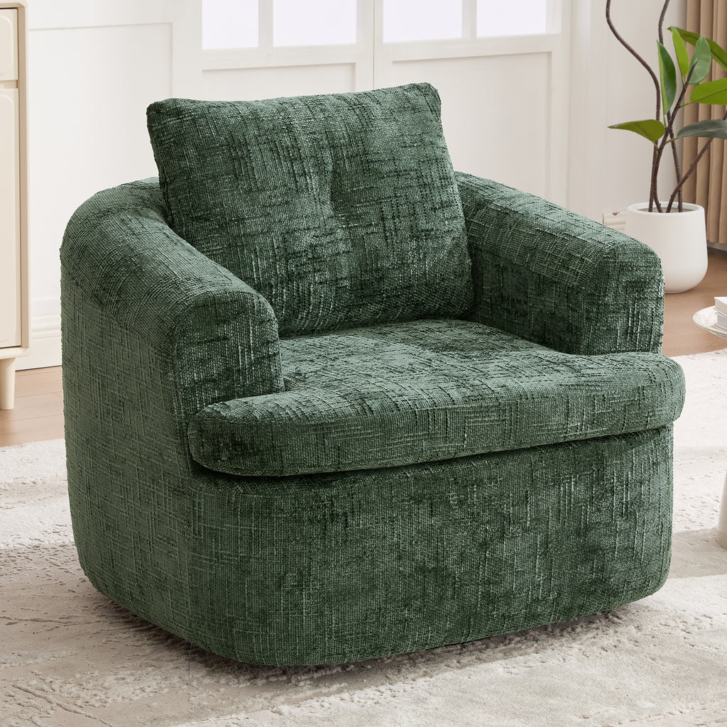 360° Swivel Accent Barrel Chair, Sofa Chair Swivel Round Chair with Du ...